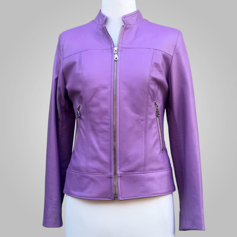 Purple Leather Jacket: Timeless Style with Regal Flair (Joan 002A)