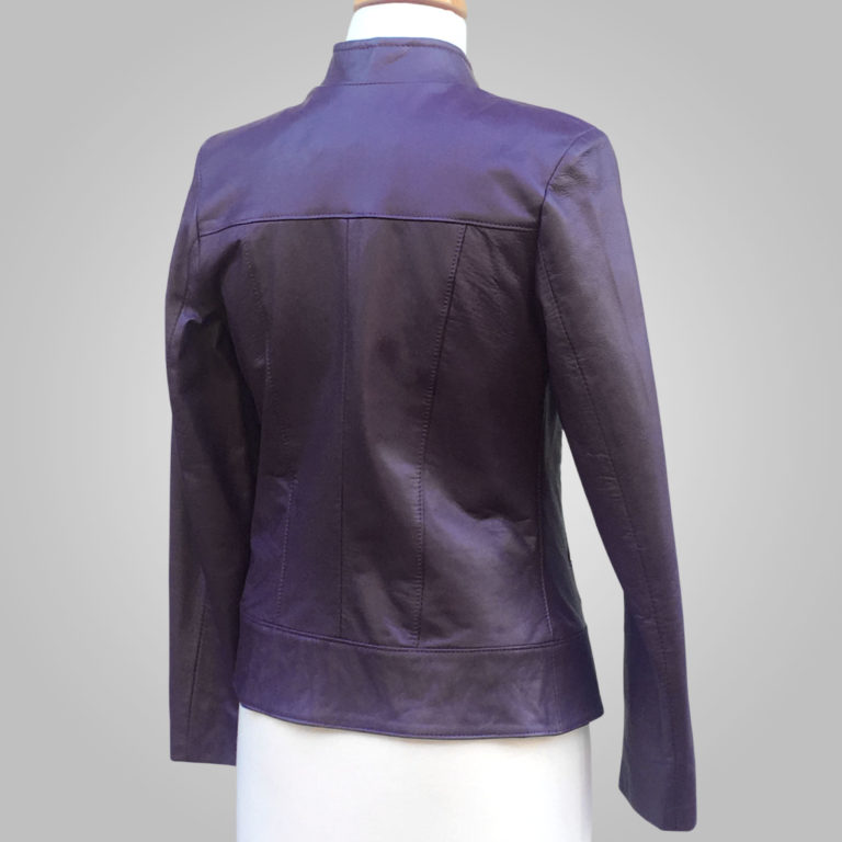 Dark Purple Leather Jacket: Enigmatic elegance, Joan 002A