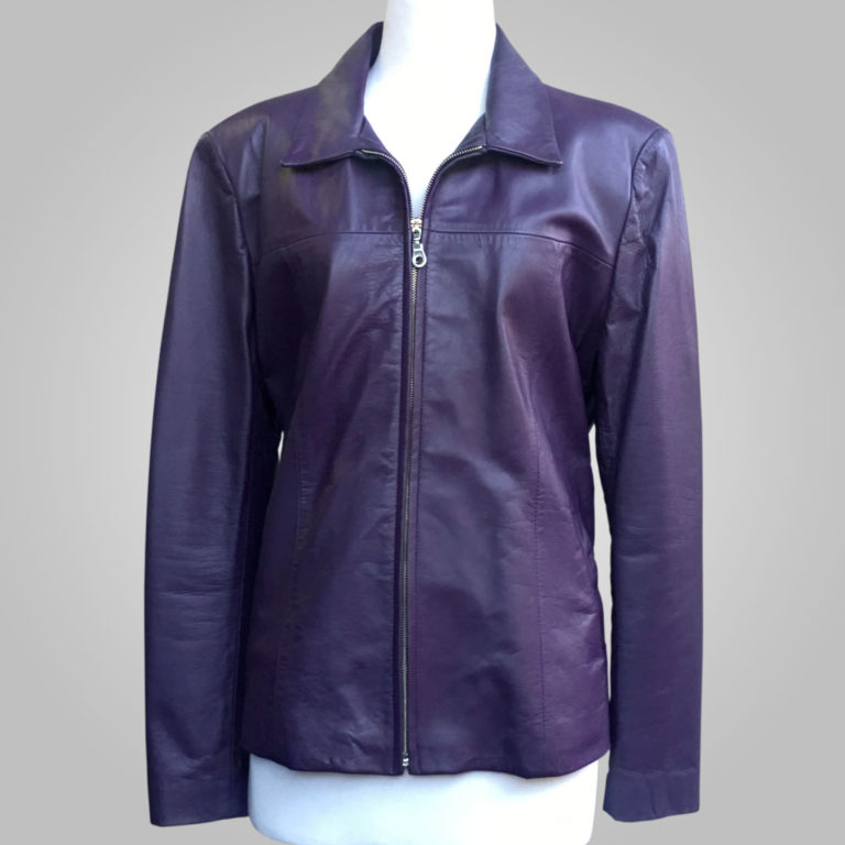 Purple Leather Jacket - Purple Lynda 003 - L'Aurore Leather Jacket