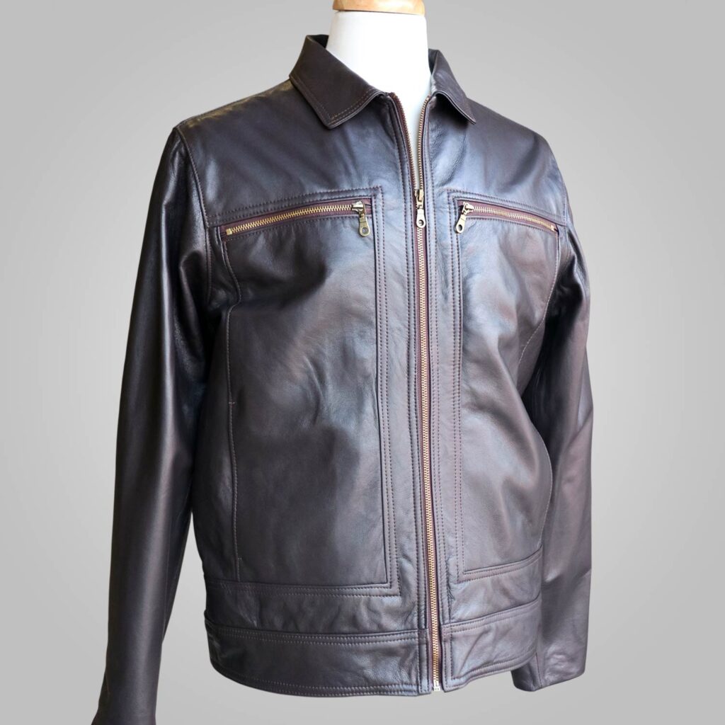 Brown Leather Jacket | Men's Classic | L'Aurore Benelli 107