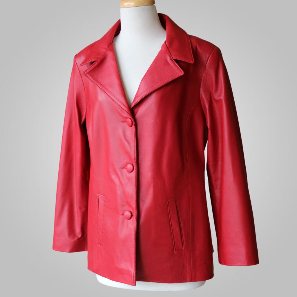 Red Leather Jacket: Bold Statement, Timeless Appeal - Grace 007