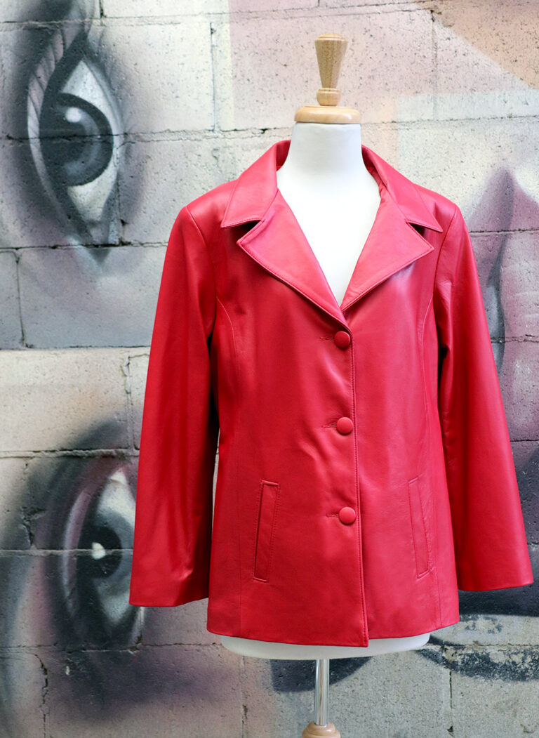 Red Leather Jacket: Bold Statement, Timeless Appeal - Grace 007